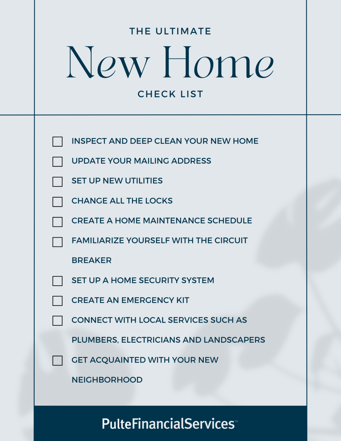 Your Ultimate New Home Checklist [Downloadable PDF] - Pulte Mortgage ...